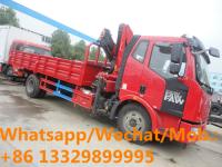 China FAW brand 4*2 LHD 180hp 6.3tons knuckle crane boom mounted on truck for sale, FAW folded truck with crane for sale for sale