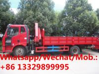 China FAW brand 4*2 LHD 180hp 6.3tons knuckle crane boom mounted on truck for sale, FAW folded truck with crane for sale for sale