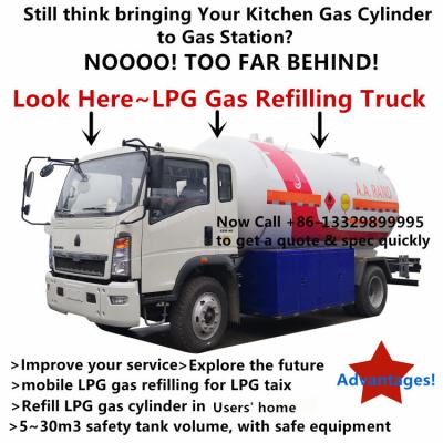 China Customized SINO TRUK HOWO 4*2 LHD 10m3 LPG Gas filling Truck with flow-meter for AA RANO from Nigeria, for sale