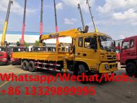China best price dongfeng YULONG 6*4 12tons telescopic crane boom mounted on truck for sale, cargo truck with crane for sale