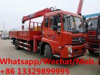 China DONGFENG TINAJIN 4*2 LHD 180hp diesel Euro  5 8tons telescopic cargo truck with crane for sale， truck with crane for sale