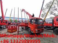 China DONGFENG TINAJIN 4*2 LHD 180hp diesel Euro  5 8tons telescopic cargo truck with crane for sale， truck with crane for sale