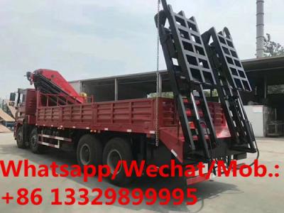 China new SHACMAN M3000 336hp 30tons folded crane mounted on truck with hydraulic ladder for sale,truck mounted on crane for sale