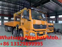 China SHACMAN brand 8*4 LHD 336hp diesel 16tons telescopic crane boom mounted on truck for sale, cargo truck with crane for sale