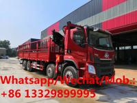 China high quality and best price Customized liuqi brand 8*4 LHD 350hp diesel folded truck with crane for sale, for sale