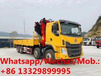 China high quality and best price Customized liuqi brand 8*4 LHD 350hp diesel folded truck with crane for sale, for sale