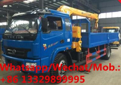 China HOT SALE! YUEJIN 4*2 diesel 3.2tons telescopic crane boom mounted on truck, Customized cheaper cargo truck with crane for sale