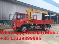 China SINO TRUK WANGPAI 4*2 LHD diesel 160hp 5-6.3tons telescopic truck with crane for sale, cargo truck mounted with crane for sale