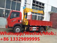 China SINO TRUK WANGPAI 4*2 LHD diesel 160hp 5-6.3tons telescopic truck with crane for sale, cargo truck mounted with crane for sale