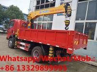 China SINO TRUK WANGPAI 4*2 LHD diesel 160hp 5-6.3tons telescopic truck with crane for sale, cargo truck mounted with crane for sale