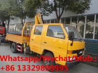 China HOT SALE! JMC 156hp diesel 2tons telescopic crane boom mounted on truck for sale, JMC double cabs truck with crane for sale