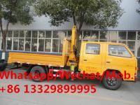 China HOT SALE! JMC 156hp diesel 2tons telescopic crane boom mounted on truck for sale, JMC double cabs truck with crane for sale