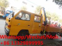 China HOT SALE! JMC 156hp diesel 2tons telescopic crane boom mounted on truck for sale, JMC double cabs truck with crane for sale