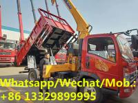 China Customized SINO TRUK HOMAN 4*2 130hp Euro 5 4tons dump truck with crane for sale, tipper truck with telescopic boom for sale