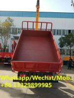 China Customized SINO TRUK HOMAN 4*2 130hp Euro 5 4tons dump truck with crane for sale, tipper truck with telescopic boom for sale