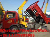 China Customized SINO TRUK HOMAN 4*2 130hp Euro 5 4tons dump truck with crane for sale, tipper truck with telescopic boom for sale