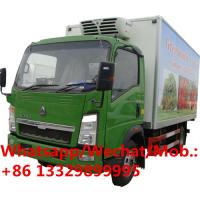China Cheap price sinotruk howo -5 degree refrigeration unit cooling car with 3ton vegetables transport refrigerated vehicle for sale