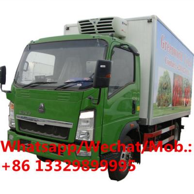 China Cheap price sinotruk howo -5 degree refrigeration unit cooling car with 3ton vegetables transport refrigerated vehicle for sale