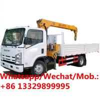 China customized ISUZU brand 700P new mobile Japan truck with telescopic crane 5 ton for sale, cargo truck with crane boom for sale
