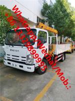 China customized ISUZU brand 700P new mobile Japan truck with telescopic crane 5 ton for sale, cargo truck with crane boom for sale