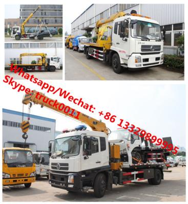 China High quality and best price flatbed wrekcer towing truck with crane boom for sale, 8 Ton Breakdown Wrecker Tow Truck for sale
