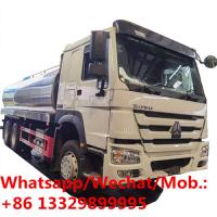 China HOWO 6*4 LHD 371hp diesel stainless steel water tanker supplying vehicle,  water tanker for liquid food transportation for sale