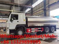 China HOWO 6*4 LHD 371hp diesel stainless steel water tanker supplying vehicle,  water tanker for liquid food transportation for sale