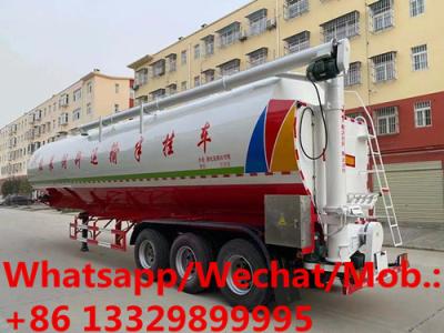 China New designed round shape 63cbm livestock  bulk feed container semitrailer, farm-oriented feed body trailer for sale for sale