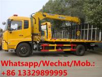 China HOT SALE! 6 wheel dongfeng truck platform towing wrecker with 4 ton crane, wrecker towing truck with telescopic crane for sale