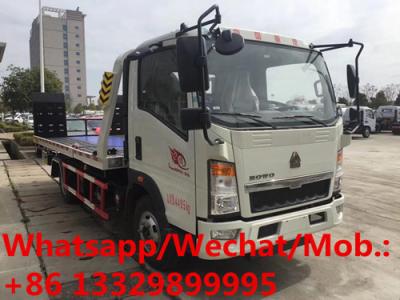 China Factory sale Good price SINO TRUK HOWO 4T hydraulic roll-back road recovery wrecker towing truck, flatbed wrecker vehicl for sale