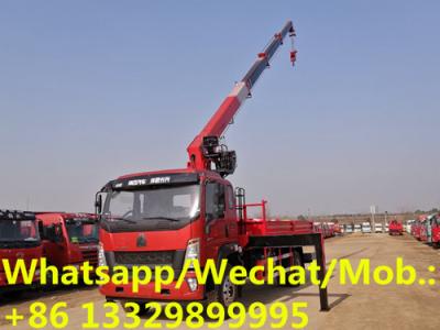 China Customized SINO TRUK HOWO 8tons telescopic crane boom mounted on cargo truck for sale, HOT SALE! cargo truck with crane for sale