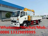 China Customized HOWO 4*2 RHD YUCHAI 140hp Euro 2 4tons telescopic crane boom mounted on cargo truck for salE, truck crane for sale