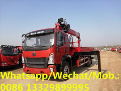 China Factory sale good price SINO TRUK HOWO 160hp 5tons telescopic crane boom mounted on truck, HOWO cargo truck with crane for sale