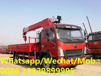 China Factory sale good price SINO TRUK HOWO 160hp 5tons telescopic crane boom mounted on truck, HOWO cargo truck with crane for sale