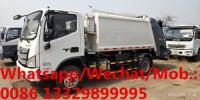China FOTON AUMARK 4*2 RHD 5CBM garbage compactor truck for sale, good price FOTON 3T rear loader refuse garbage vehicle for sale