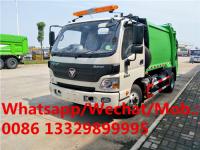 China Customized FOTON AUMARK 4*2 LHD 7CBM garbage compactor truck for sale, 5T refuse garbage compacted vehicle for sale for sale