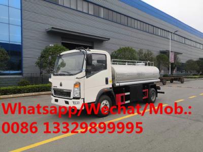 China Customized SINO TRUK HOWO 4*2 LHD 4,000L stainless steel mineral water truck for sale,portable drinking water tanker for sale