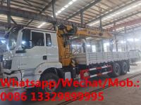 China Customized SHACMAN 6*4 LHD 340hp  14T Telescopic crane boom mounted on cargo truck for sale, Good price SHACMAN brand ca for sale