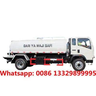 China good price HOWO 4*2 RHD 5,000L cistern water tanker vehicle for sale, customized 5cbm stainless steel water tanker truck for sale