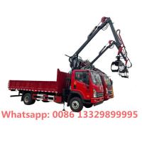 China 4x2 6T 7T 8T 10T Knuckle Boom Hydraulic Rolling wood Brick grabbing truck, mobile cargo truck with gripping apparatus for sale
