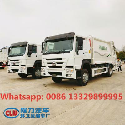 China Customized HOWO 4*2 LHD 14cbm garbage compactor truck for sale, Good price 10T compacted garbage vehicle supplier for sale