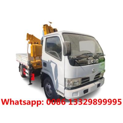 China smallest and cheapest mini RHD DONGFENG 4*2 3.2T XCMG knukcle crane boom mounted on cargo truck, folded truck with crane for sale