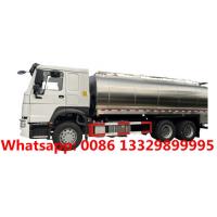 China Customized HOWO 25CBM stainless steel milk tanker truck for sale, foodgrade liquid food tanker vehicle for sale, for sale