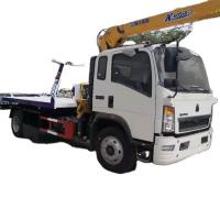 China Factory sale lower price HOWO 4T recovery towing truck with crane boom, wrecker towing truck with telescopic crane for sale