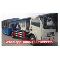China Factory sale dongfeng 4*2 6CBM skid loader garbage container vehicle for sale, lower price dump garbage truck for sale for sale