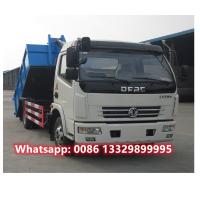 China Factory sale dongfeng 4*2 6CBM skid loader garbage container vehicle for sale, lower price dump garbage truck for sale for sale