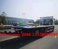China dongfeng brand TIANJIN 4*2 LHD 8tons flatbed wrecker towing truck for sale, Lower price dongfeng breakdown recovery car for sale