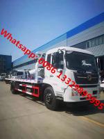 China dongfeng brand TIANJIN 4*2 LHD 8tons flatbed wrecker towing truck for sale, Lower price dongfeng breakdown recovery car for sale
