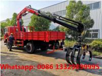China Dongfeng brand 4*2 Multifunctional round wood grab dump truck-mounted crane hot sale,  4T cargo truck with crane for sale