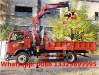 China Dongfeng brand 4*2 Multifunctional round wood grab dump truck-mounted crane hot sale,  4T cargo truck with crane for sale